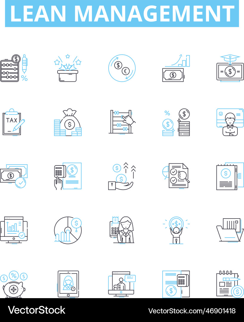 Lean management line icons set Royalty Free Vector Image