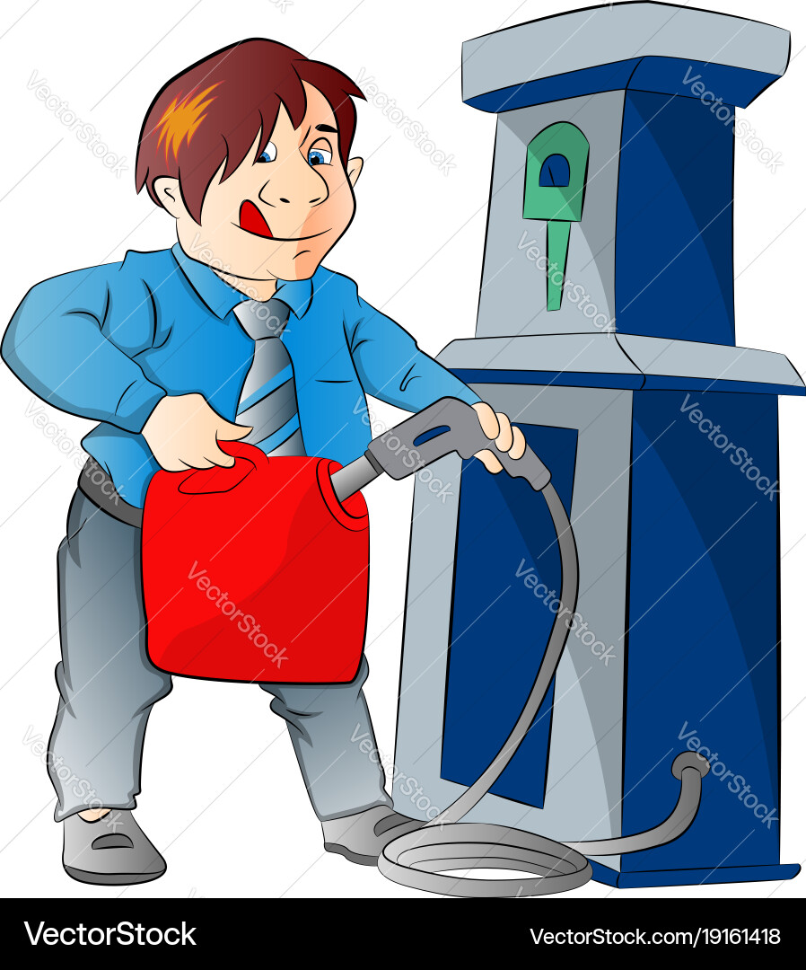Man pumping gasoline into a container Royalty Free Vector