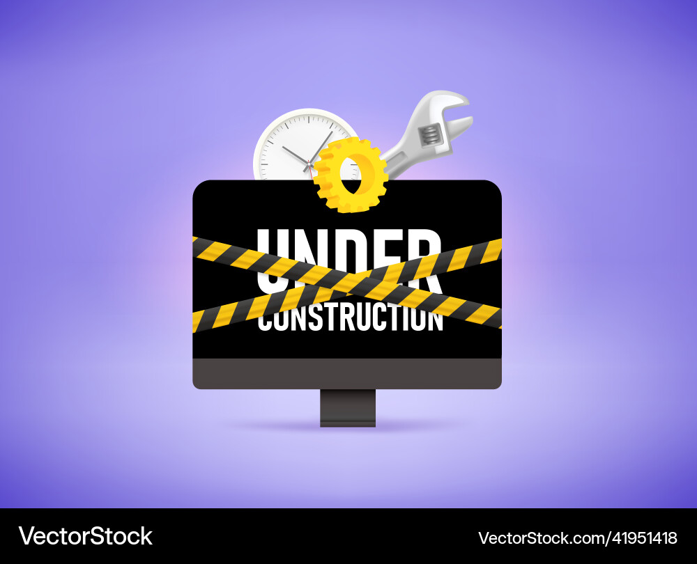 Modern computer monitor with under construction Vector Image