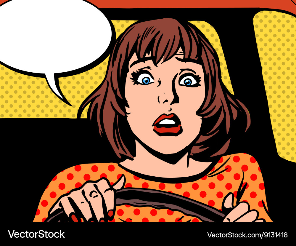 Scared Driver Pop Art Royalty Free Vector Image