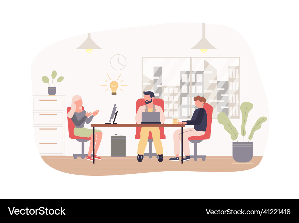 Teamwork at office modern flat concept employees Vector Image