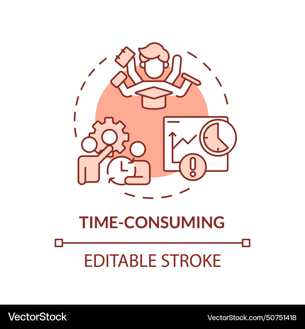 Time-consuming red concept icon Royalty Free Vector Image