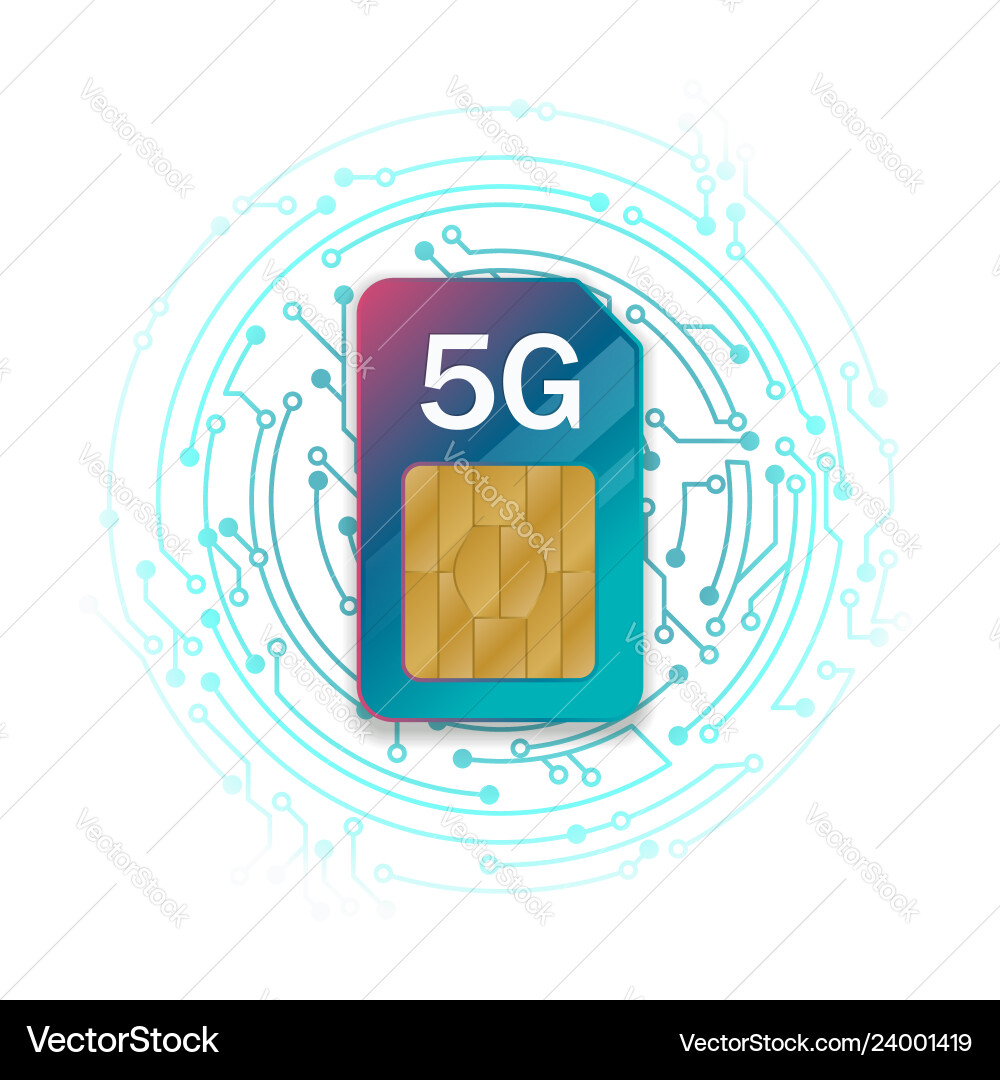 5g sim card technology background Royalty Free Vector Image
