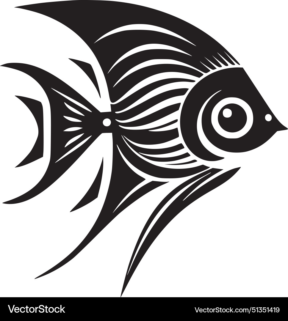 Angelfish - black and white isolated icon Vector Image