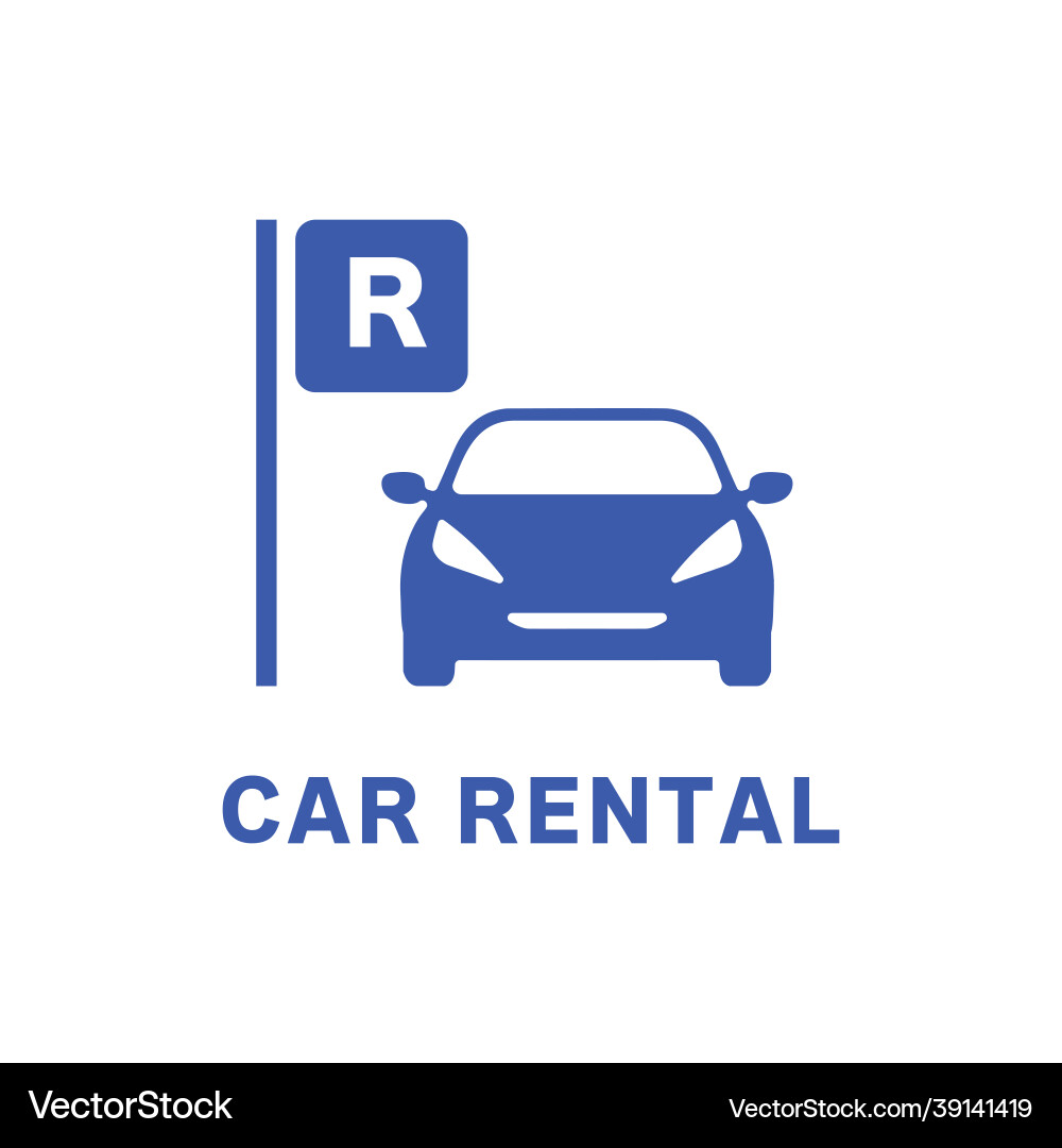 Blue car rental sign Royalty Free Vector Image