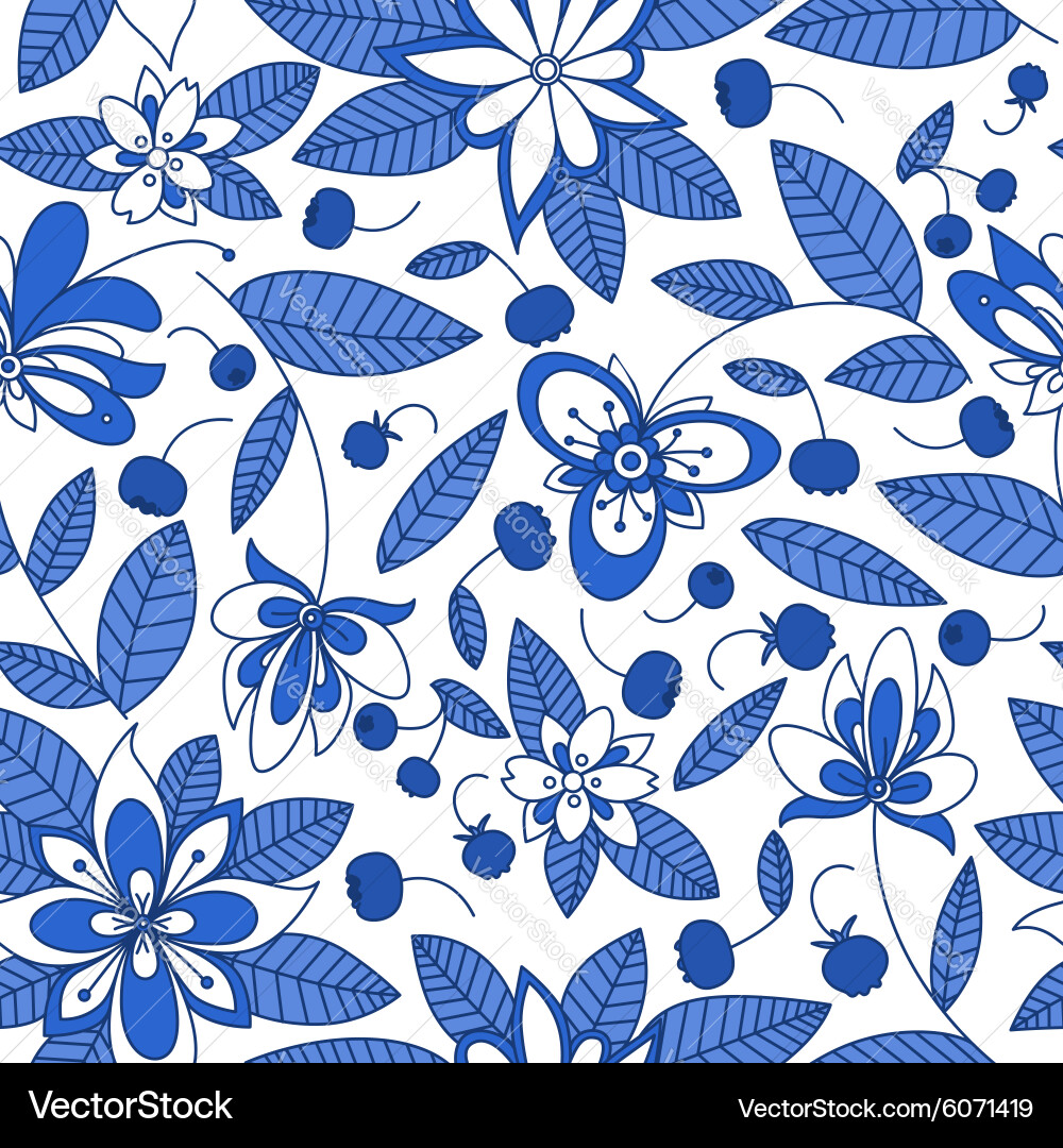 Blueberry Floral Pattern Royalty Free Vector Image