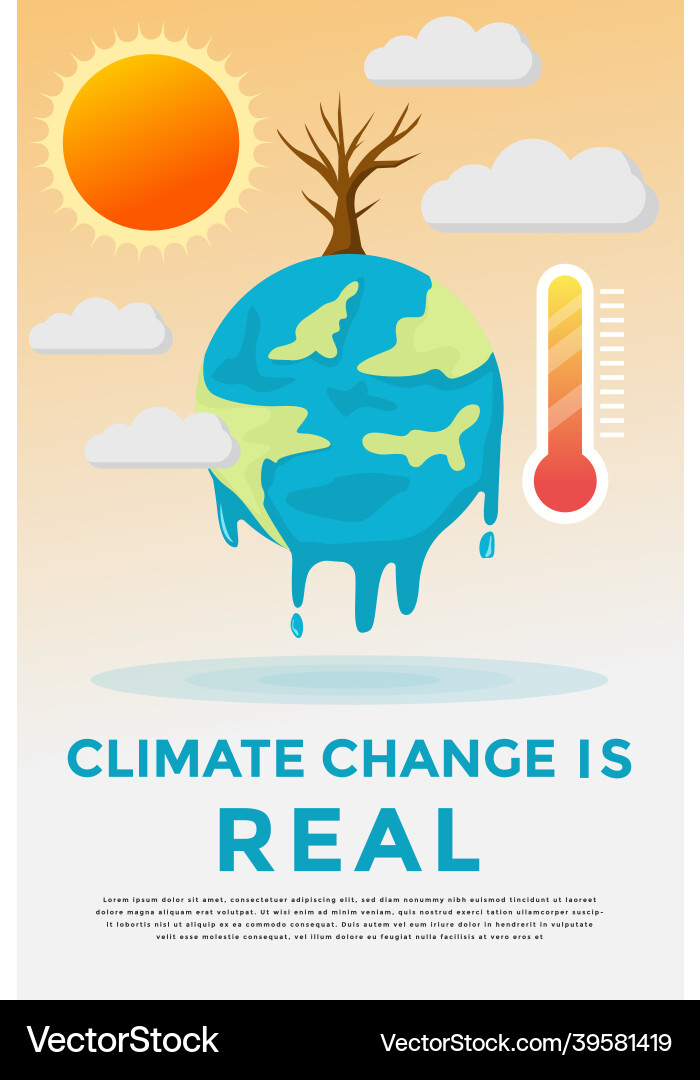 Climate change vertical poster banner melted Vector Image