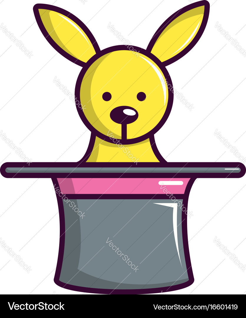 Cute bunny rabbit in magic hat icon cartoon style Vector Image
