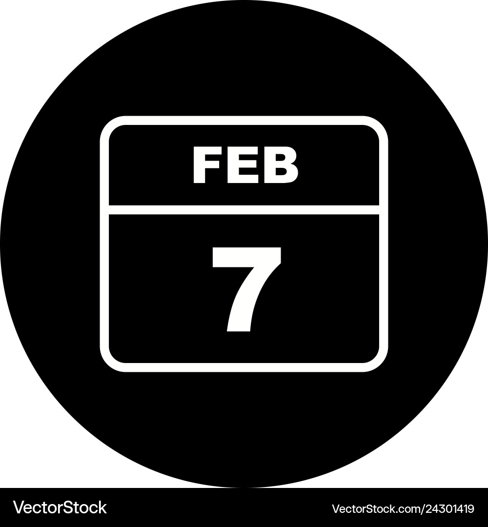 February 7th date on a single day calendar Vector Image