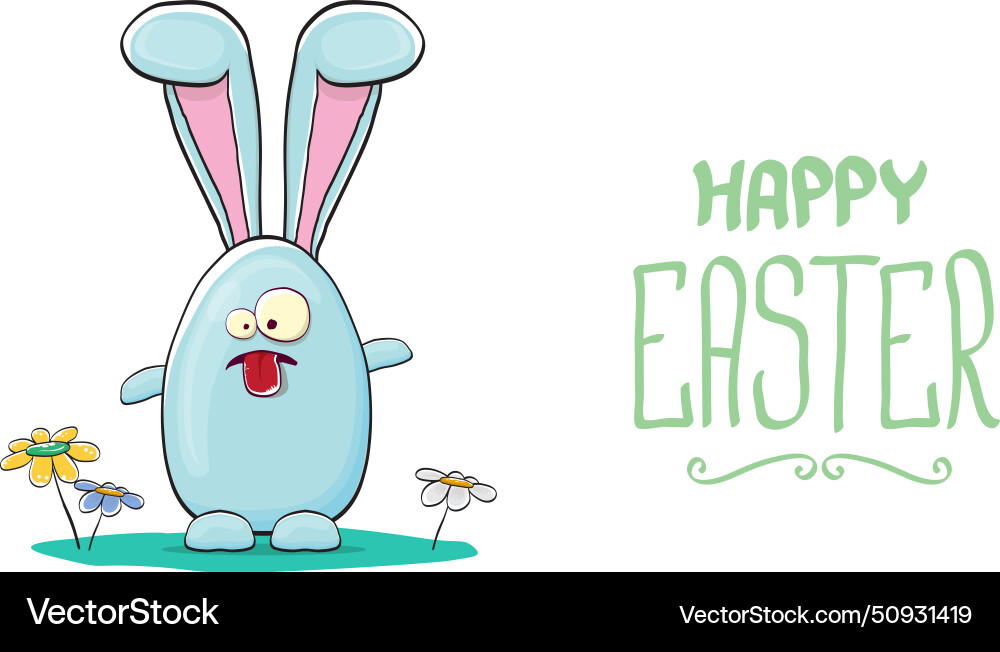 Happy easter greeting card with funny cartoon Vector Image