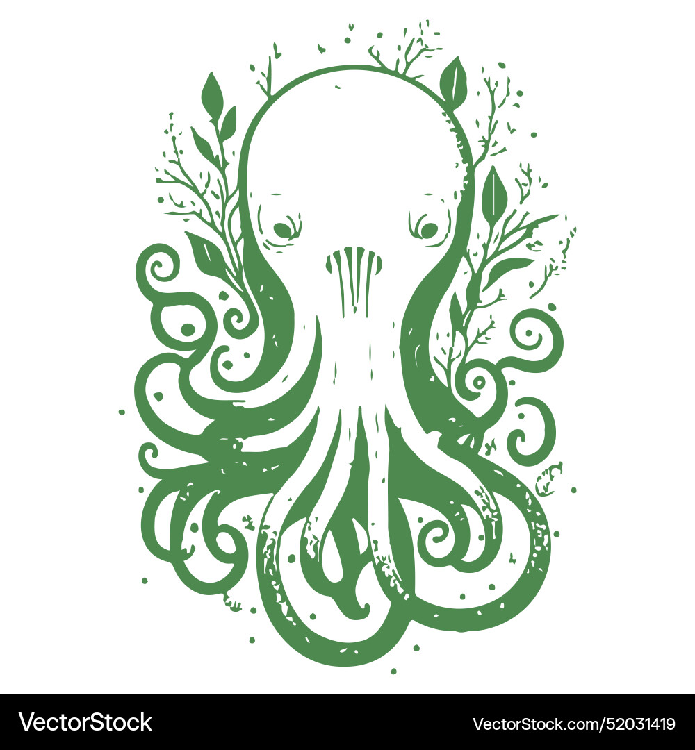 Octopus flower green Royalty Free Vector Image