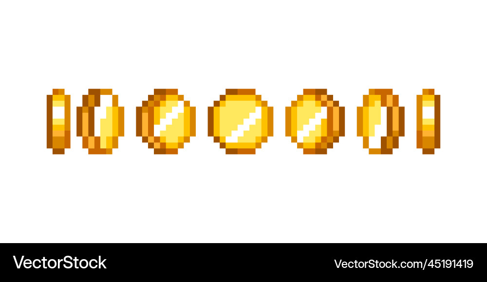 Pixelated Gold Coin Animation – Royalty-Free Vector | VectorStock