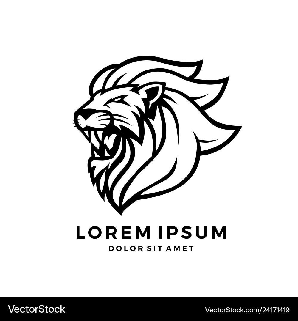 Roaring lion logo king download Royalty Free Vector Image
