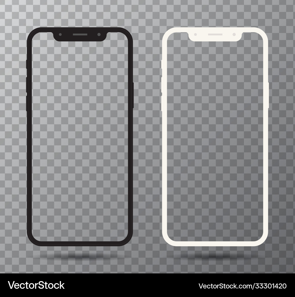 0001 realistic white and black smartphone Vector Image