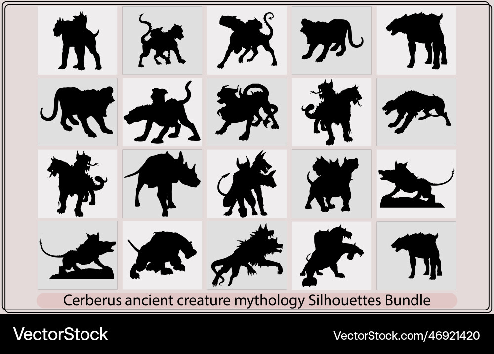 Cerberus ancient creature mythology silhouette Vector Image