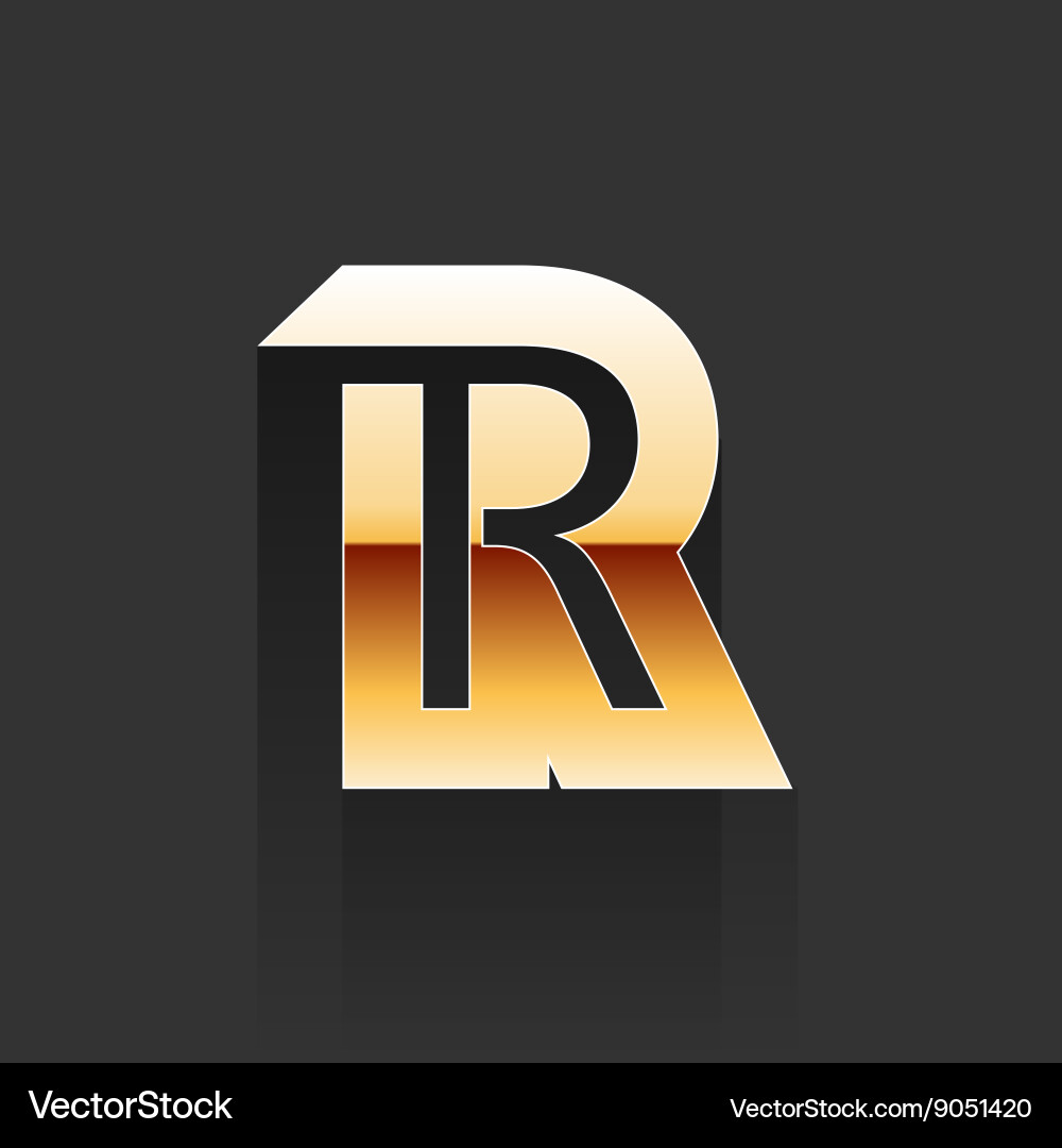 Gold letter r shape logo element Royalty Free Vector Image
