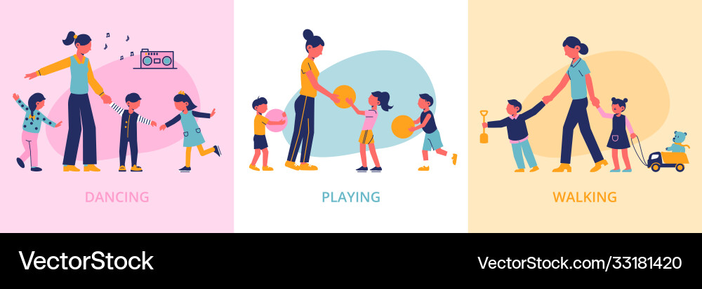 Kindergarten activities design concept Royalty Free Vector