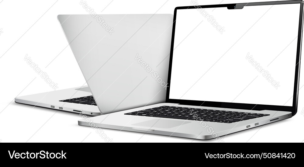 Laptop front and back side isolated on white Vector Image