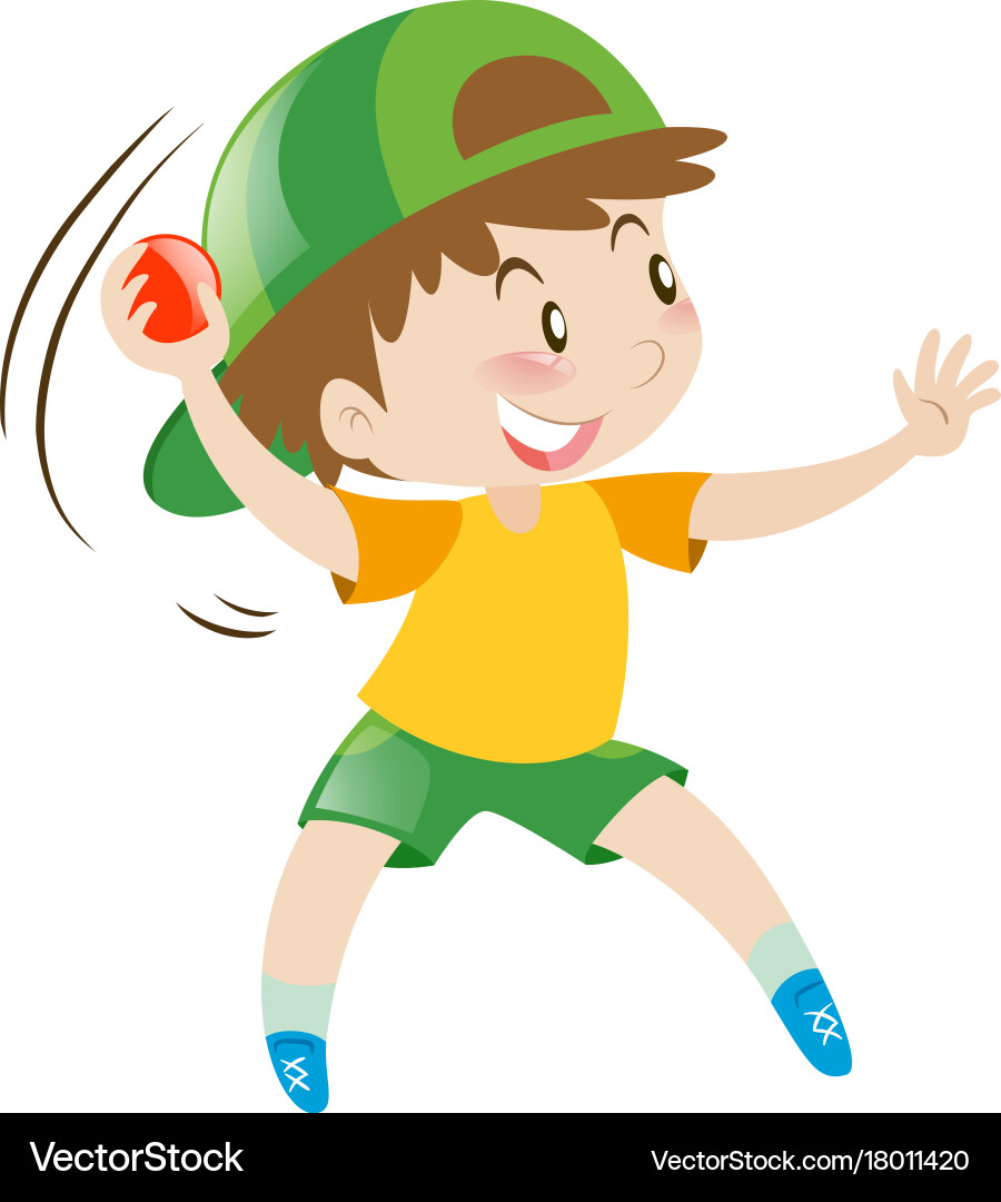 Little boy throwing red Royalty Free Vector Image