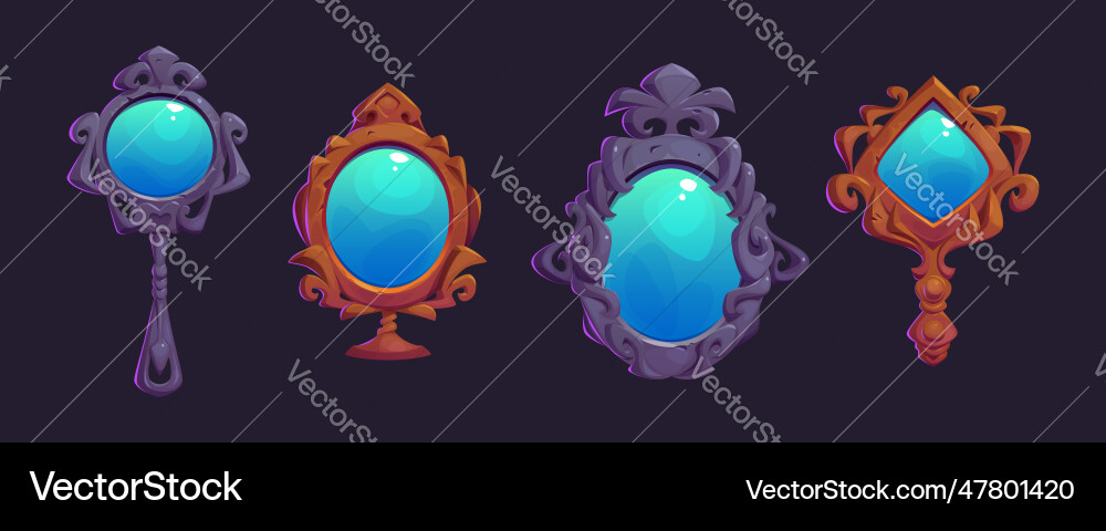 Magic spooky princess vintage frame mirror cartoon