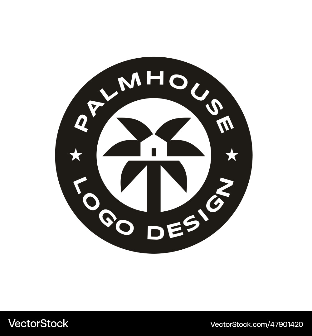 Palm tree house and villa logo Royalty Free Vector Image