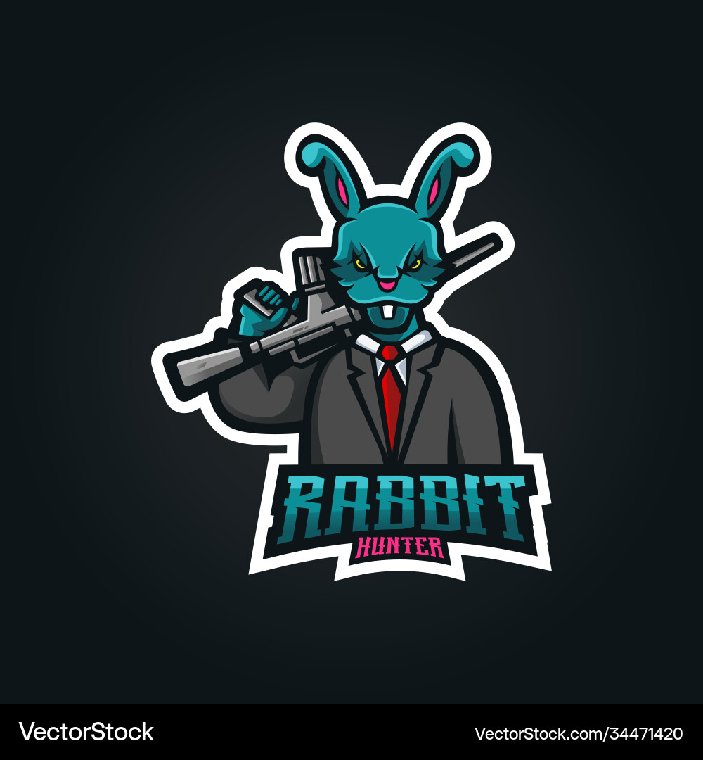 Rabbit gaming logo Royalty Free Vector Image - VectorStock