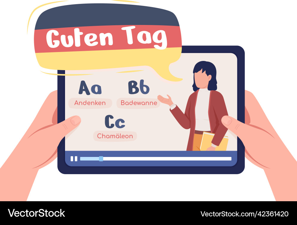 Student Learning German Online Royalty Free Vector Image