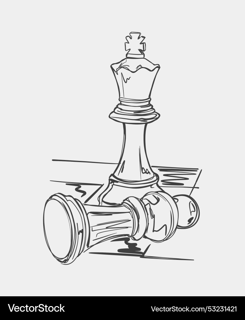 Chess king standing over fallen opponent Vector Image