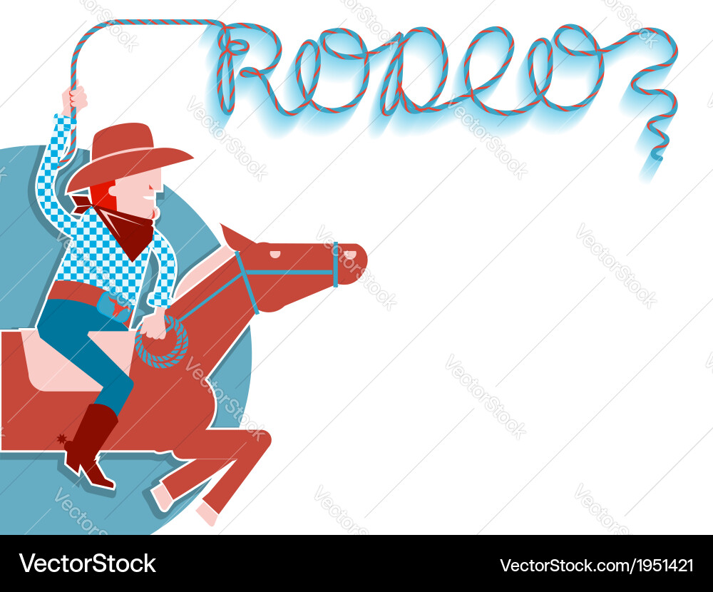 Cowboy with lasso rodeo background Royalty Free Vector Image