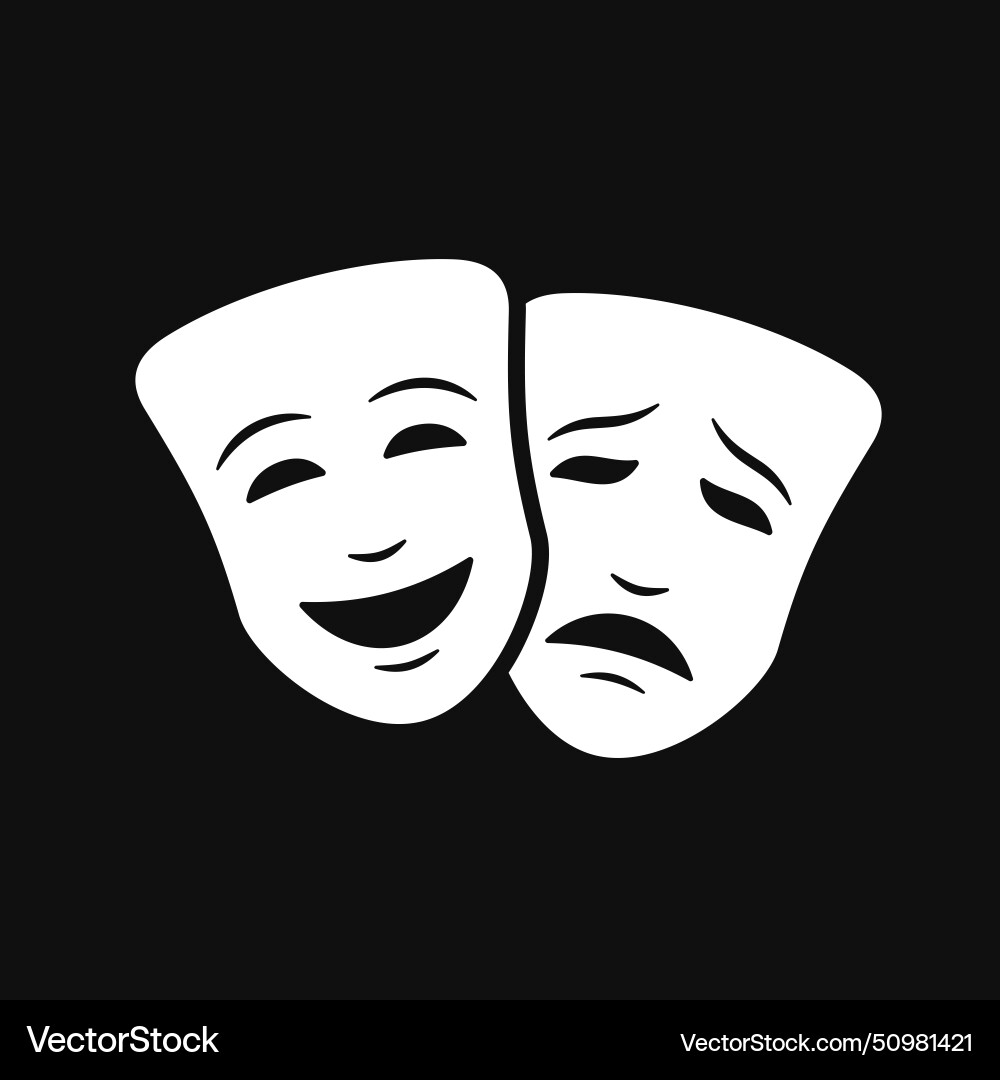 Facial theatre mask on black background Royalty Free Vector