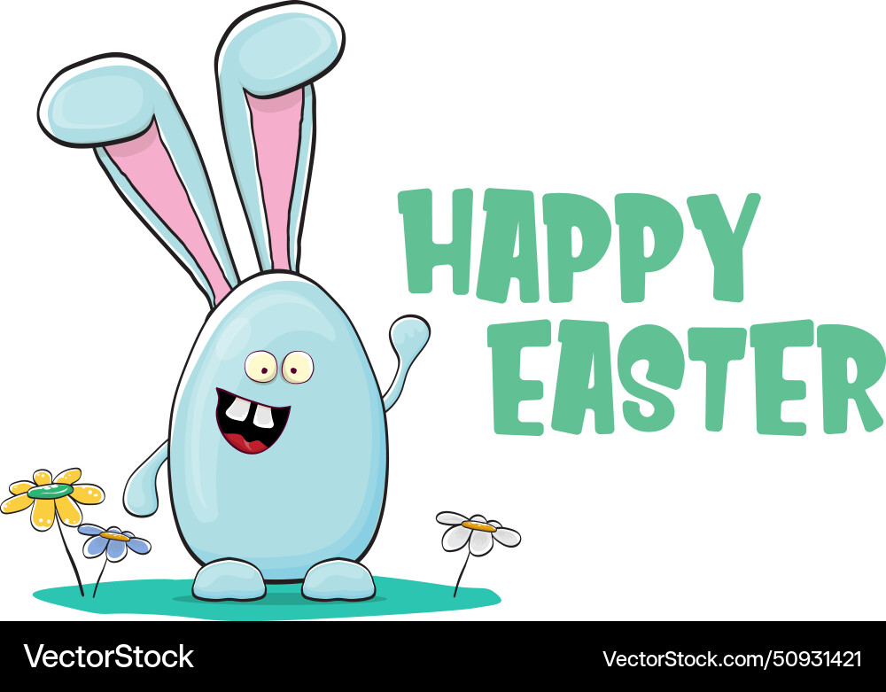Happy easter greeting card with funny cartoon Vector Image