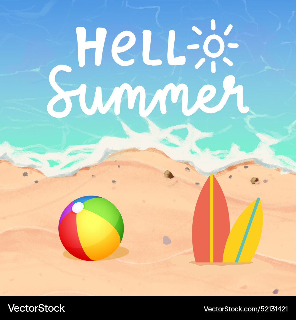 Hello summer clip art Royalty Free Vector Image