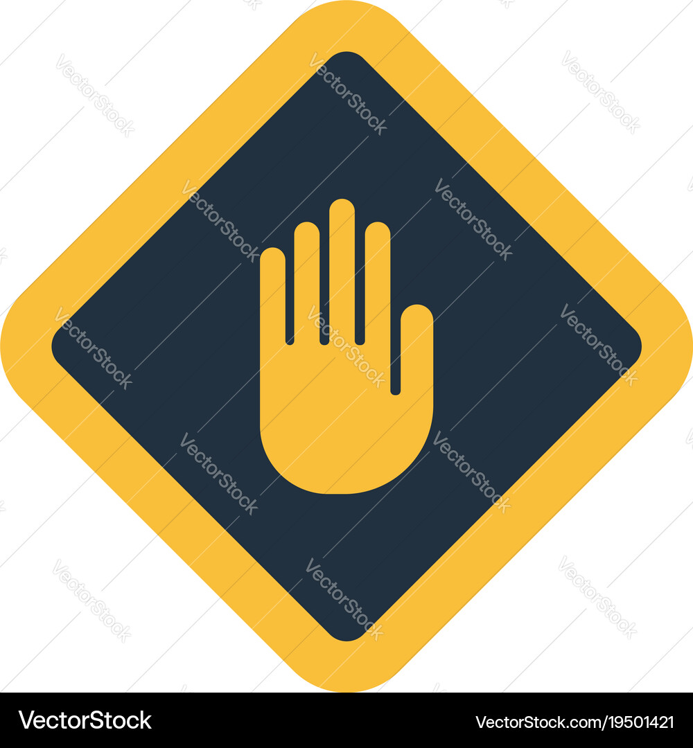 Icon of warning hand Royalty Free Vector Image