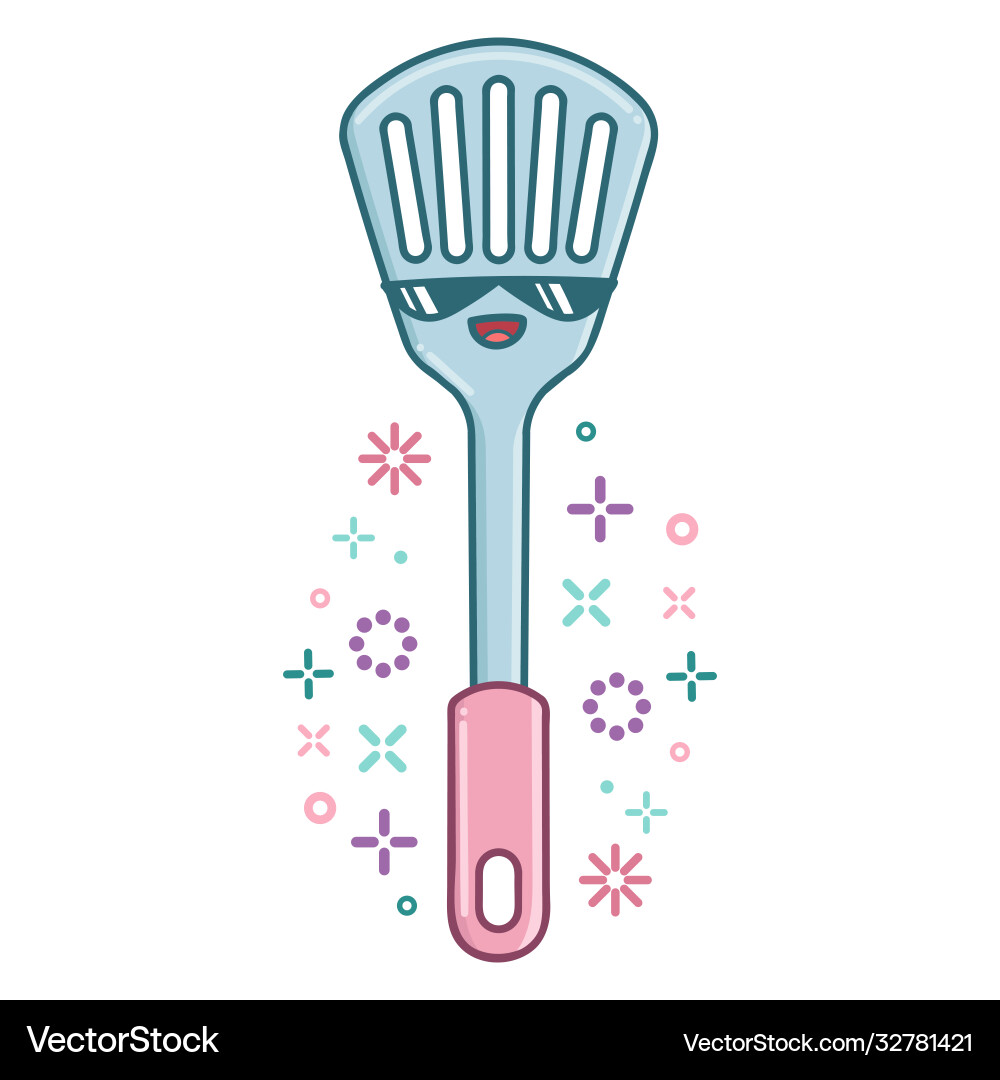 Kawaii kitchen spatula icon cartoon Royalty Free Vector