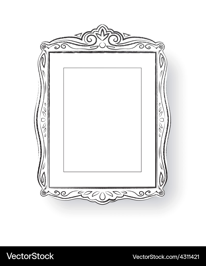 Line art vintage baroque frame Royalty Free Vector Image