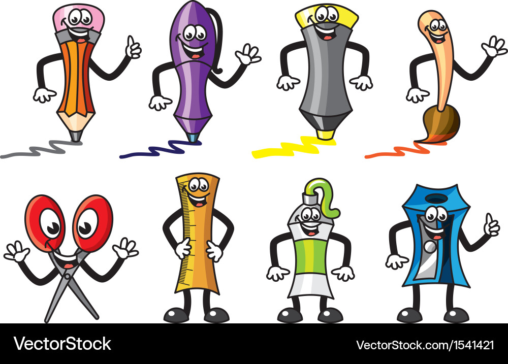 Office tools cartoon Royalty Free Vector Image