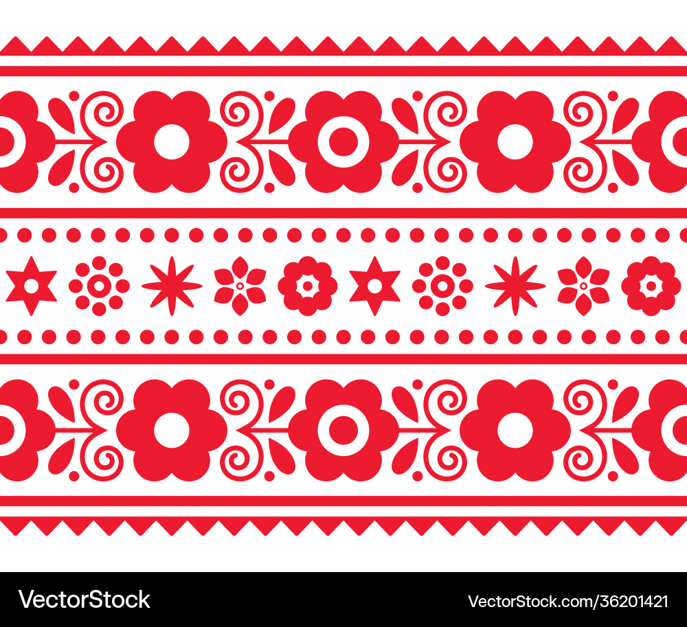 Polish folk art long seamless pattern Royalty Free Vector
