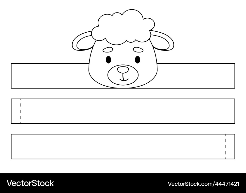 Printable sheep paper crown diy cut party ribbon Vector Image
