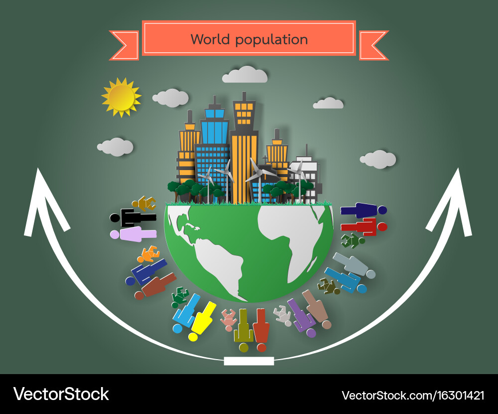Rise of the world population Royalty Free Vector Image
