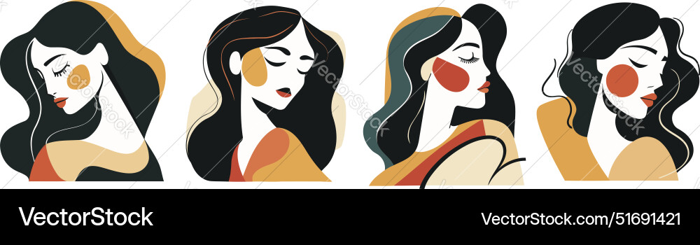 Set of 4 abstract face portraits Royalty Free Vector Image