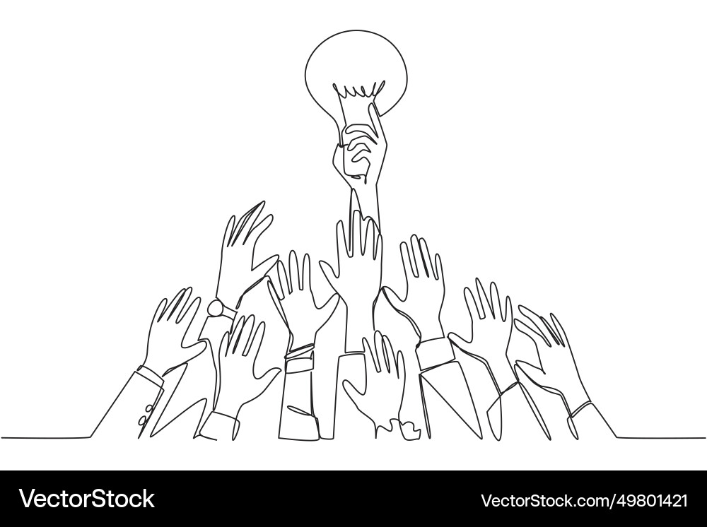 Single one line drawing hands fighting Royalty Free Vector