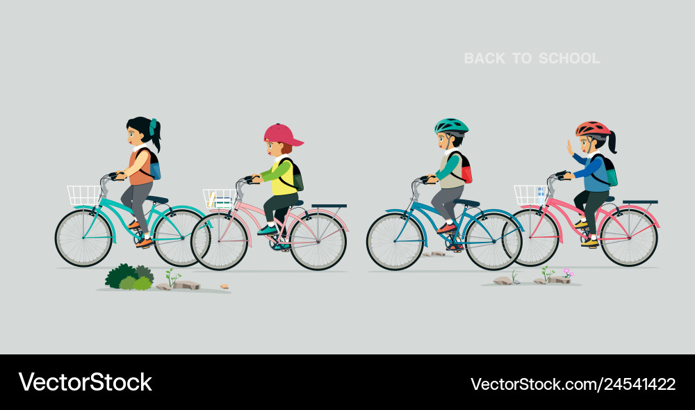 Children cycling Royalty Free Vector Image - VectorStock