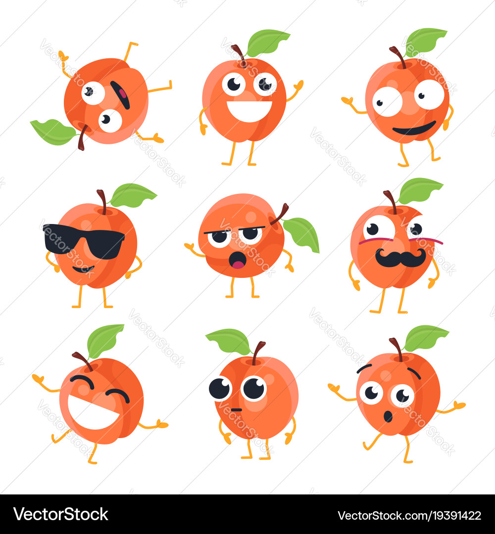 Cute Fruit Emoticons - Happy Faces Royalty Free Vector Image