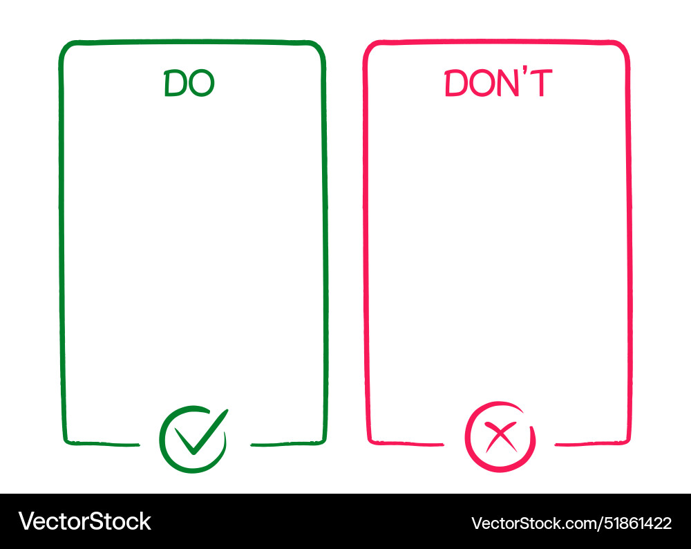 Do and dont frame template hand draw style Vector Image