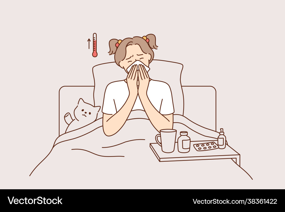 Fever illness and feeling ill concept Royalty Free Vector