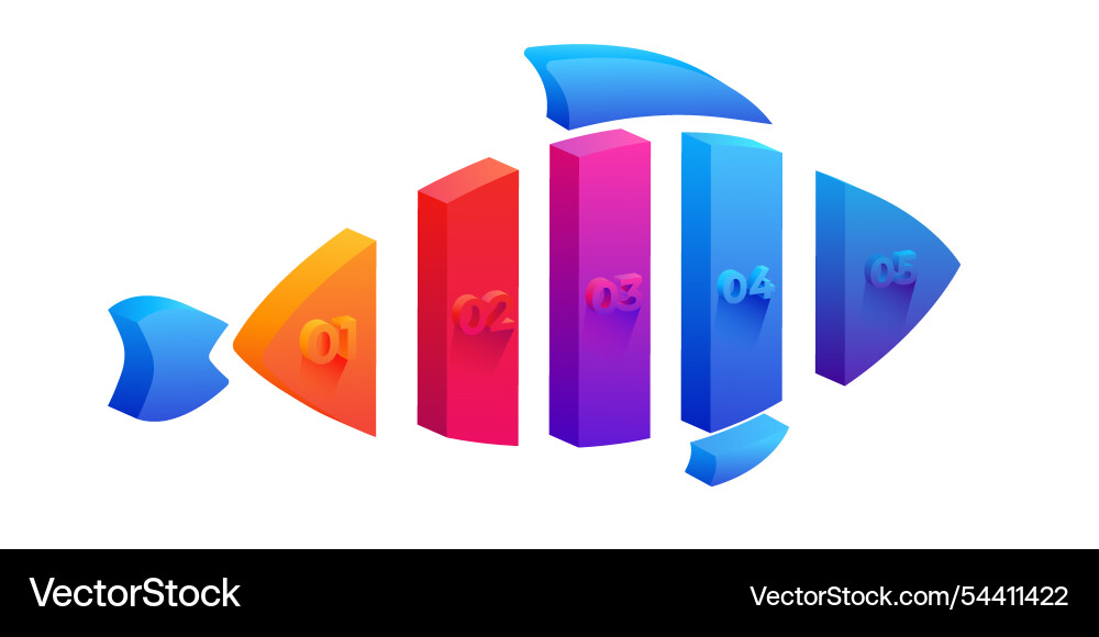 Fishbone diagram with gradient colors for project Vector Image