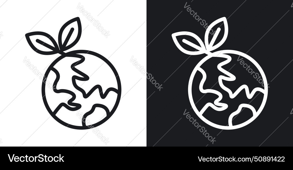 Green earth planet icon set save world Royalty Free Vector