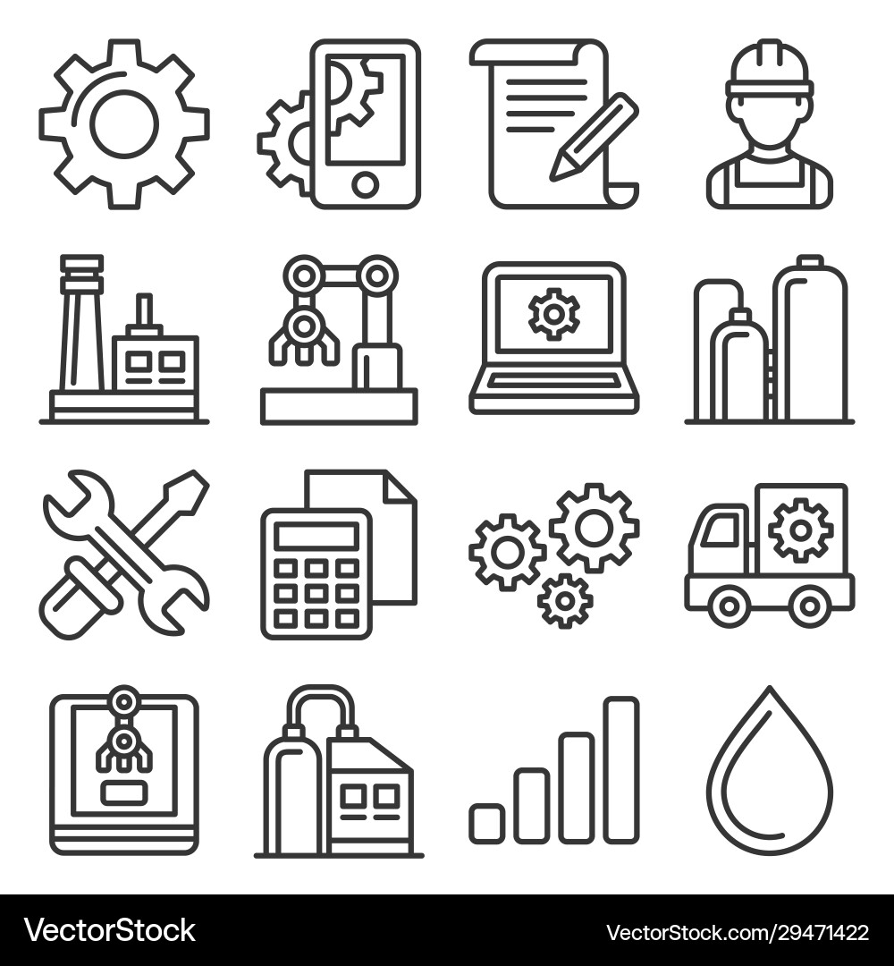 Industrial Manufacturing Icons Royalty Free Vector Image