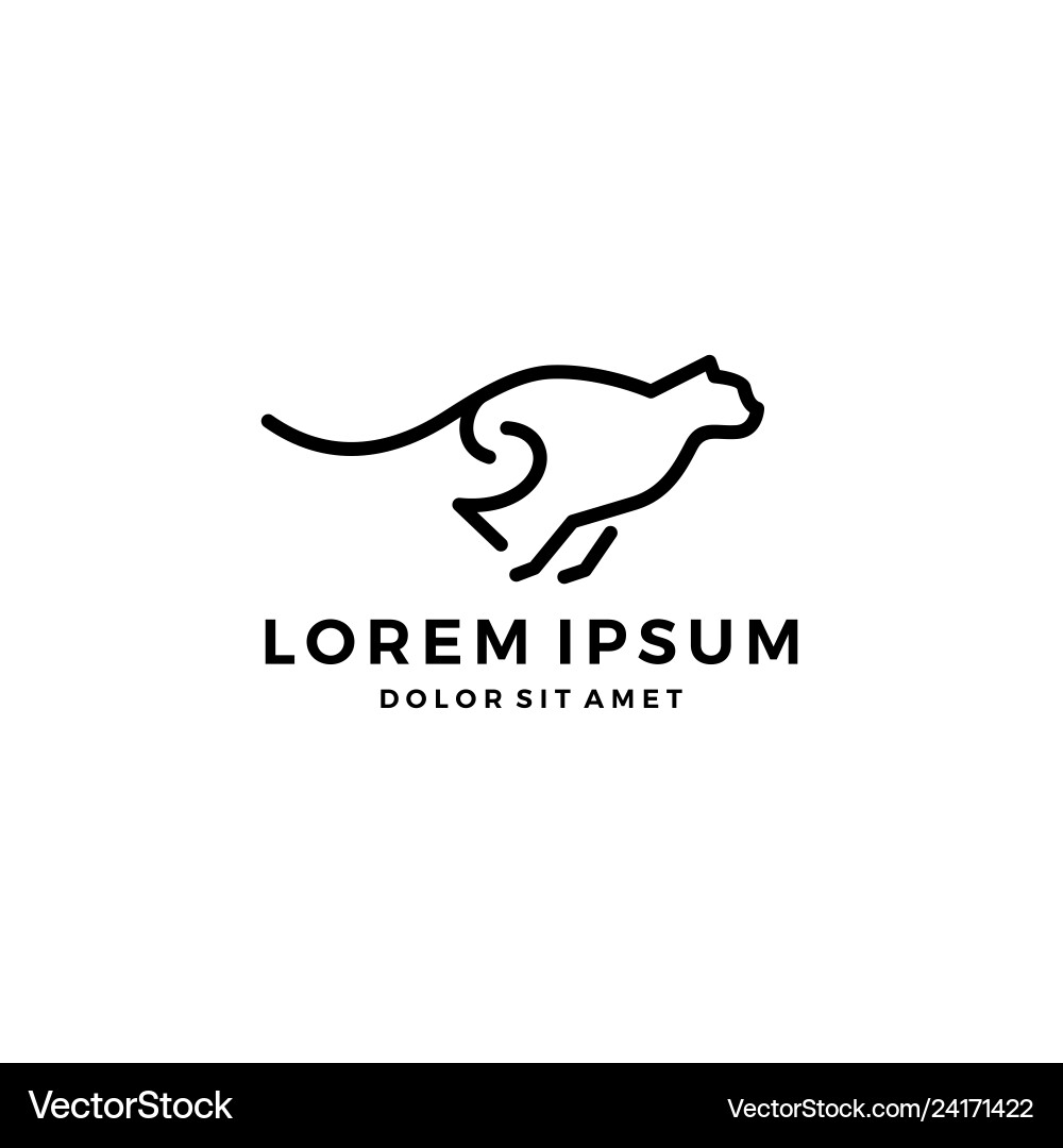 Leopard Cheetah Running Logo - Line Art Royalty Free Vector
