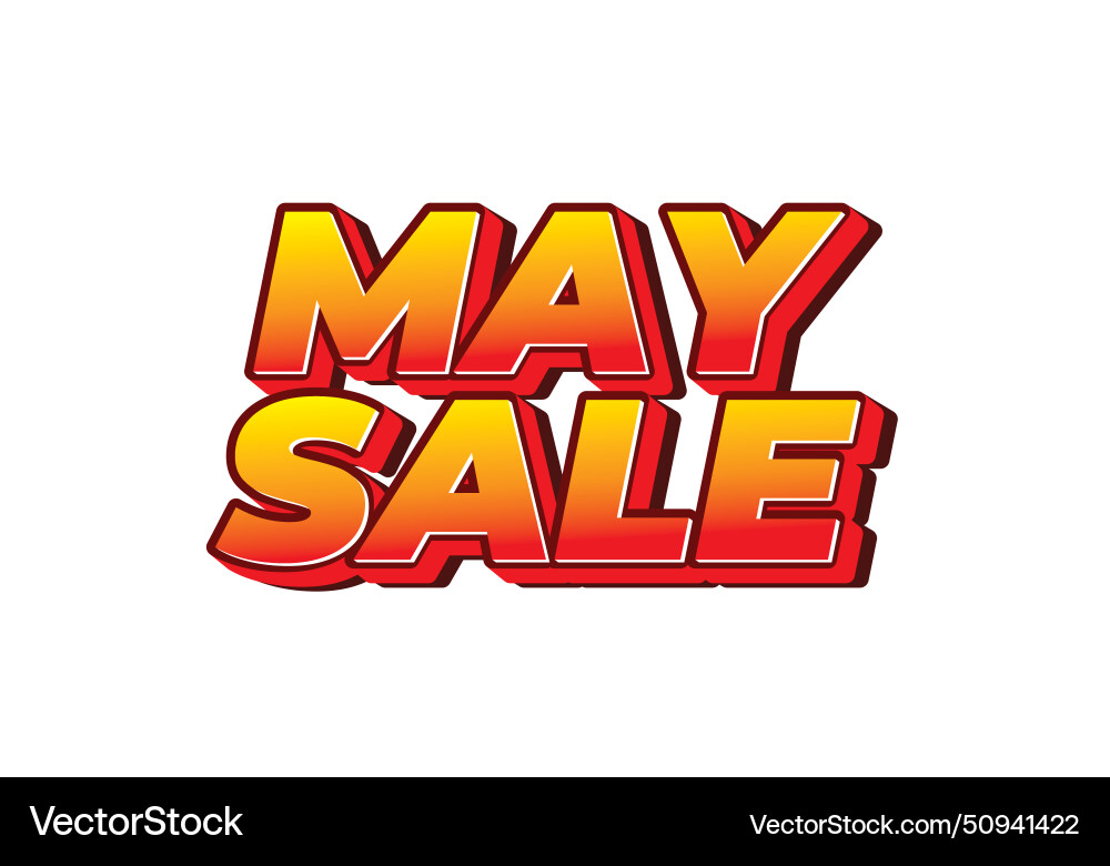 May sale text effect in 3 dimensions style Vector Image